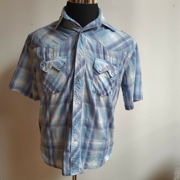 Rustler By Wrangler | Shirts | Rustler By Wrangler Blue Plaid Mens ...